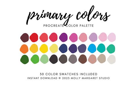 Primary Colors Procreate Ipad Swatches And Palette Natural Color Palette Bright Color Palette