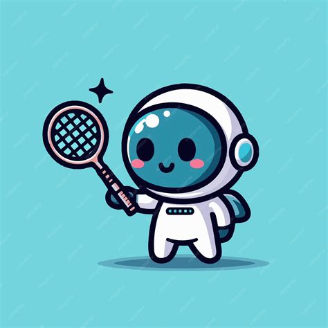 Premium Vector Cute Astronaut Playing Racket Cartoon Vector Icon Illustration Science