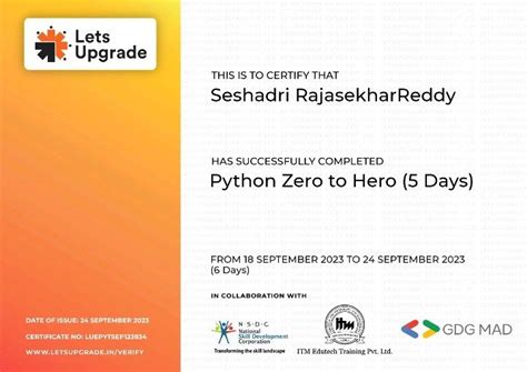 Seshadri Rajasekharreddy On Linkedin Successfully Completed A Python