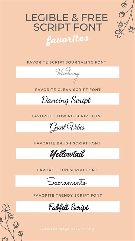 Favorite Fonts Top Picks For Legible And Free Script Fonts — Katie The Creative Lady Create