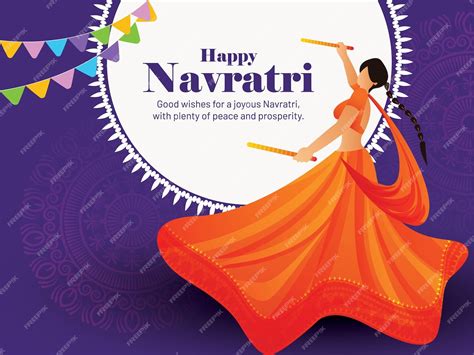 Premium Vector Illustration Of Girl Playing Garba And Dandiya In