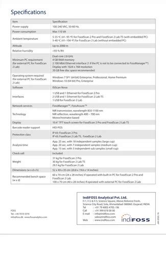 100 240 Vac50 60 Hz White India Foss Foodscan Analyser For Dairy