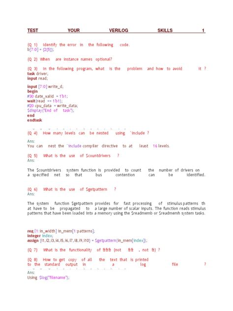 Test Your Verilog Skills 1 Pdf Pdf Digital Electronics Digital