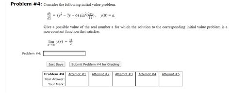 Solved Problem Consider The Following Initial Value Chegg