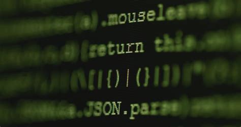 K Close Up Shot Programming Tag Code On Pc Monitor Scroll Down Background Concept For