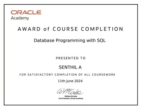 oracleacademy sql databasemanagement continuouslearning… senthil
