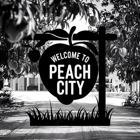 Black And White Silhouette Of Simble Peach Background Peach Sign