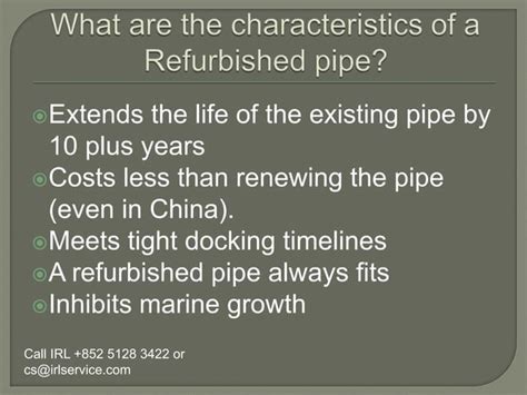 Irwin Rotational Lining Pipe Refurbishment Ppt