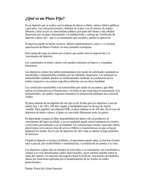 Pdf Qué Es Un Plazo Fijo Dokumentips