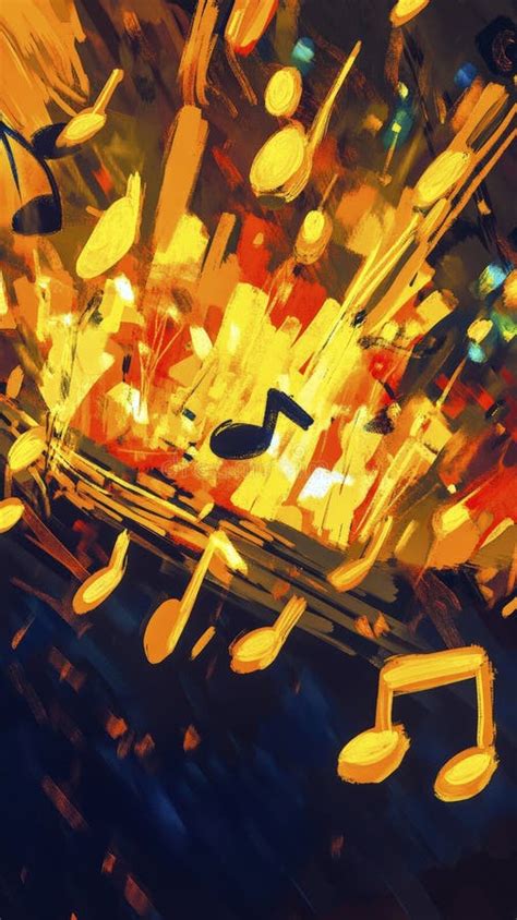 Vibrant Musical Explosion With Floating Notes Art Stock Illustration