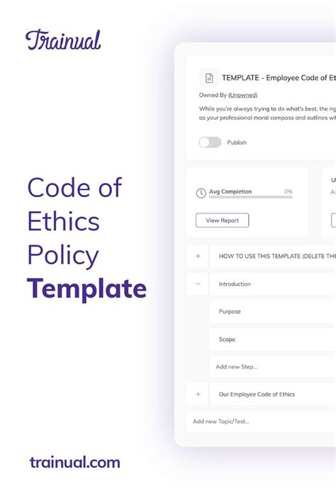 TEMPLATE Employee Code Of Ethics Policy Template Ethics Policy Moral Compass