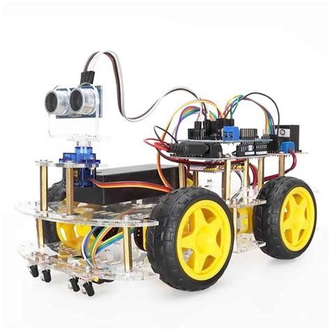 Obstacle Avoid Smart Robot Car Kit Using Ultrasonic And Ir Sensor With