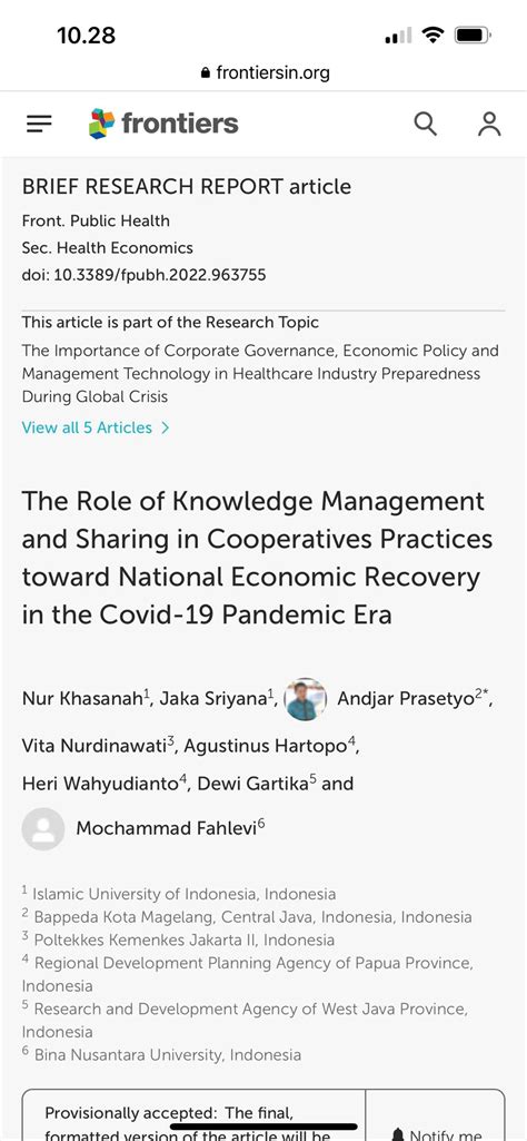 Mochammad Fahlevi On Linkedin Glad To Have The Other Accepted Manuscript In Frontiers Public