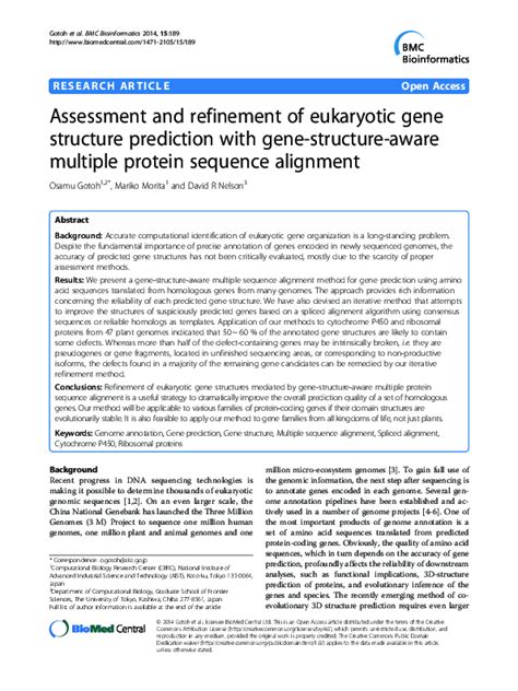 Pdf Assessment And Refinement Of Eukaryotic Gene Structure Prediction