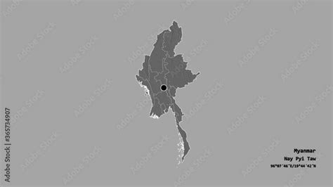 Mandalay Division Of Myanmar With Its Capital Localized Outlined