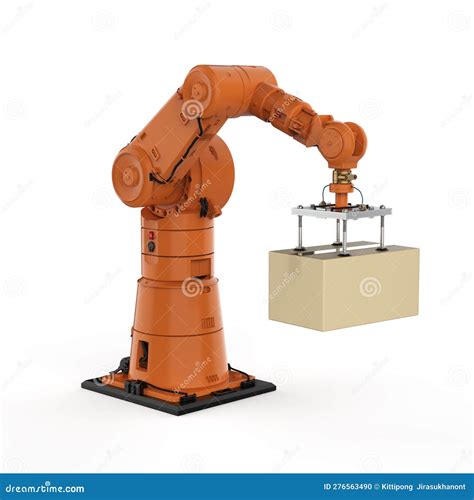 Automation Factory Or Cargo With 3d Rendering Robotic Arm Carry