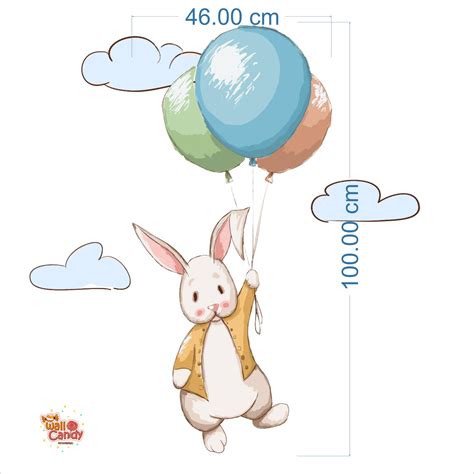 برچسب دیواری خرگوش سه بادکنک کد 1423 دیوار آب نباتی