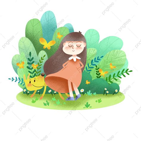 만화 구름 웃는 얼굴 장식 어린 소녀 식물 어린이 날 Png 일러스트 및 Psd 이미지 무료 다운로드 Pngtree