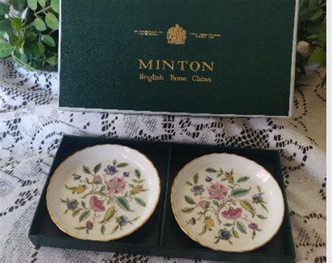 Minton English Bone China Haddon Hall Boxed Set Of 2 Floral Coasters