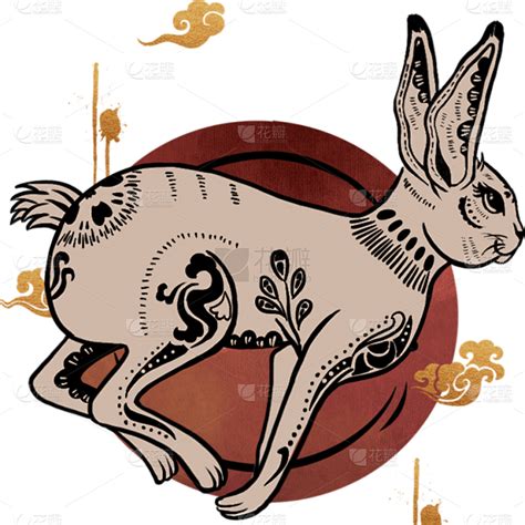 中国风春节兔子剪纸元素贴纸