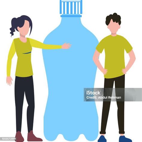 Pasangan Berdiri Dengan Galon Air Ilustrasi Vektor Yang Dapat Dengan