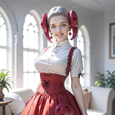 With Unusually Large Round Breasts Thin Body Pleasant Smile