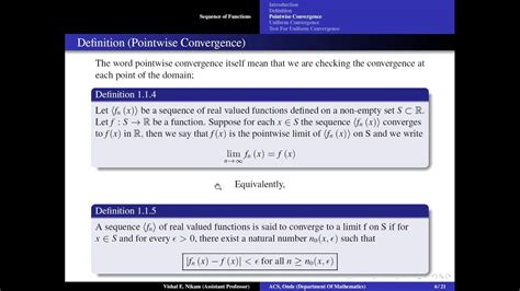 Sequence Of Functions Pointwise Convergence Uniform Convergence Mn Test Lecture No10