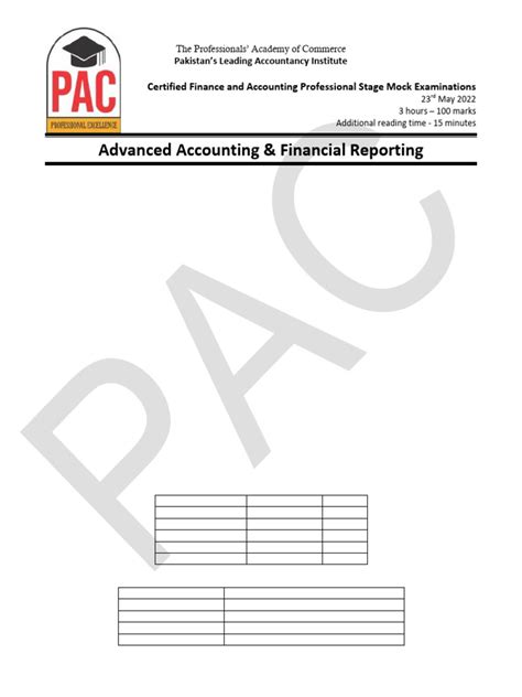 Pac All Cfap Subjects Mock Qp With Solutions Pdf Bonds Finance