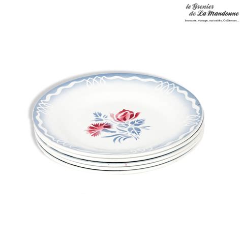 Lot De 5 Assiettes Plates Anciennes Digoin Sarreguemines Collection