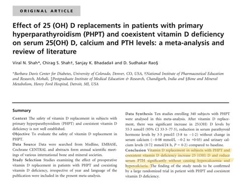 Hyperparathyroidism And Vitamin D Dr Babak Larian