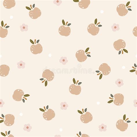 Small Stylized Apples Flowers And White Dots Stock Vector