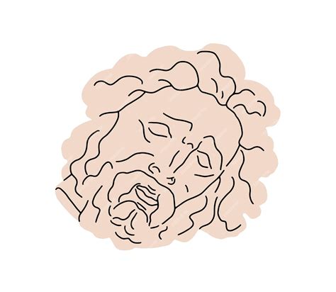 고대 그리스 신의 머리 조각상 고대 그리스의 얼굴 조각 현대 유행 역사적 수염 신 추상 오래 된 역사 그림입니다 평면