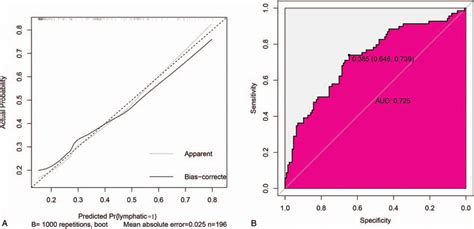The Performance Of Nomogram In Validation Dataset A The Calibration