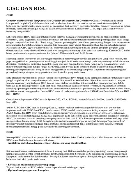 Perbedaan Cisc Dan Risc Dalam Arsitektur Komputer Pdf