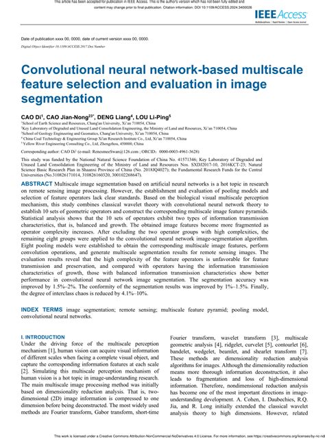 Pdf Convolutional Neural Network Based Multiscale Feature Selection