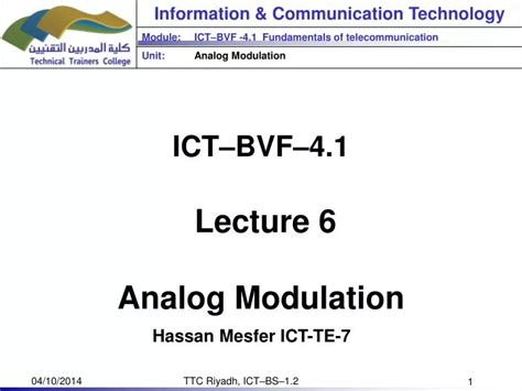 PPT ICTBVF Lecture Analog Modulation PowerPoint Presentation ID