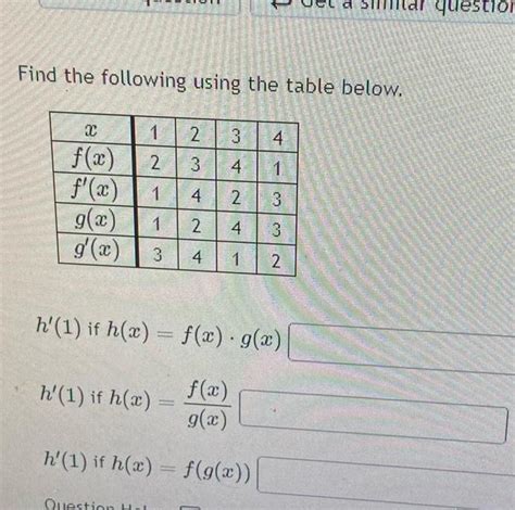 Answered J 1 Find The Following Using The Table Below X 1 2 3 4 F X 2