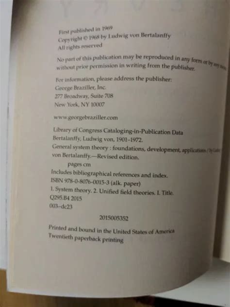 General System Theory Foundations Development Applications By Ludwig Von Eur 22 28