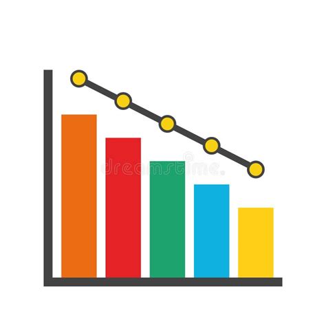 Colorful Business Growing Down Graph Icon Clipart Graphic Png Illustration Stock Image