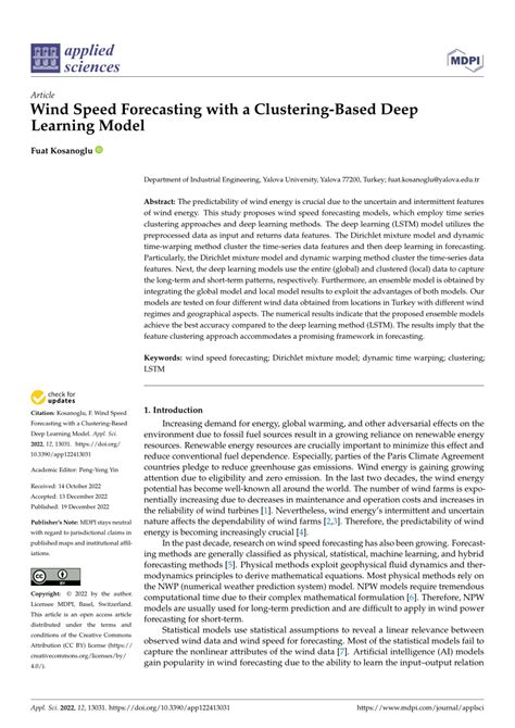 Pdf Wind Speed Forecasting With A Clustering Based Deep Learning Model