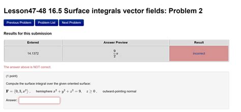 Solved Lesson Surface Integrals Vector Fields Chegg