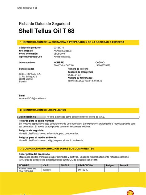 ES - MSDS - Shell Tellus T 68 | Toxicología | Toxicidad
