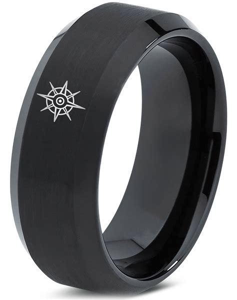 Black Class Rings For Women Blue Gamer Tungsten 50th Wedding