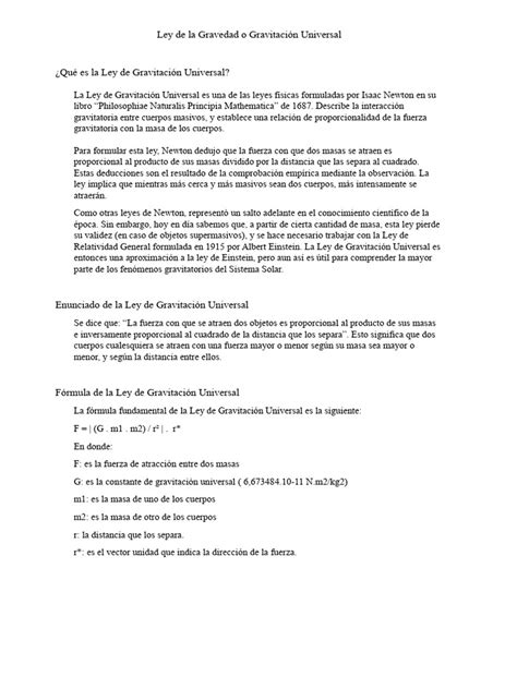 Ley De Gravedad O Ley De La Gravitación Universal Hecha Por Isaac