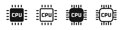 Cpu Chip Icons Cpu Icons Chip Icon Set Microprocessor Chip Icons