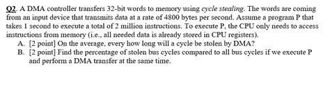 02 A Dma Controller Transfers 32 Bit Words To Memory Using Cycle