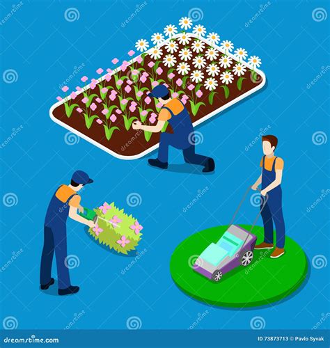 Gardener Trimming Hedge But Made Mistake Vector Cartoon Stick Figure