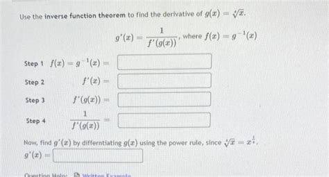 Solved Use The Inverse Function Theorem To Find The Chegg