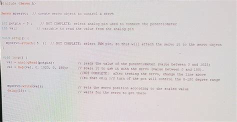 Solved Include Servo Myservo Create Servo Object To