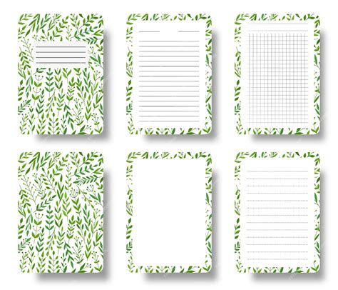 Цветочная обложка блокнота набор страниц с подкладкой абстрактный узор из листьев ветки с